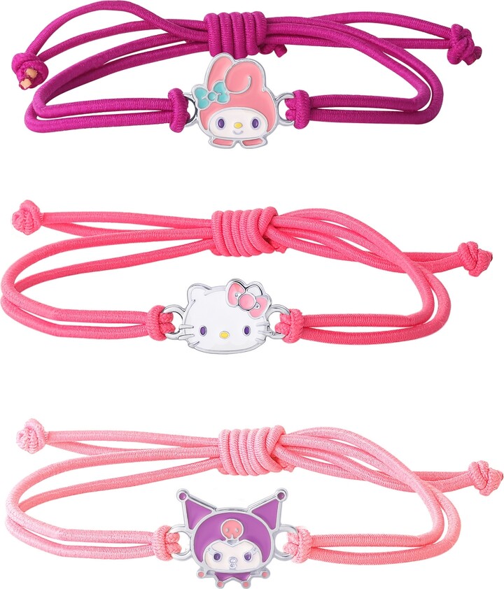 Hello Kitty Sanrio Cord Bracelet 3 Piece Set with Kuromi, My Melody ...