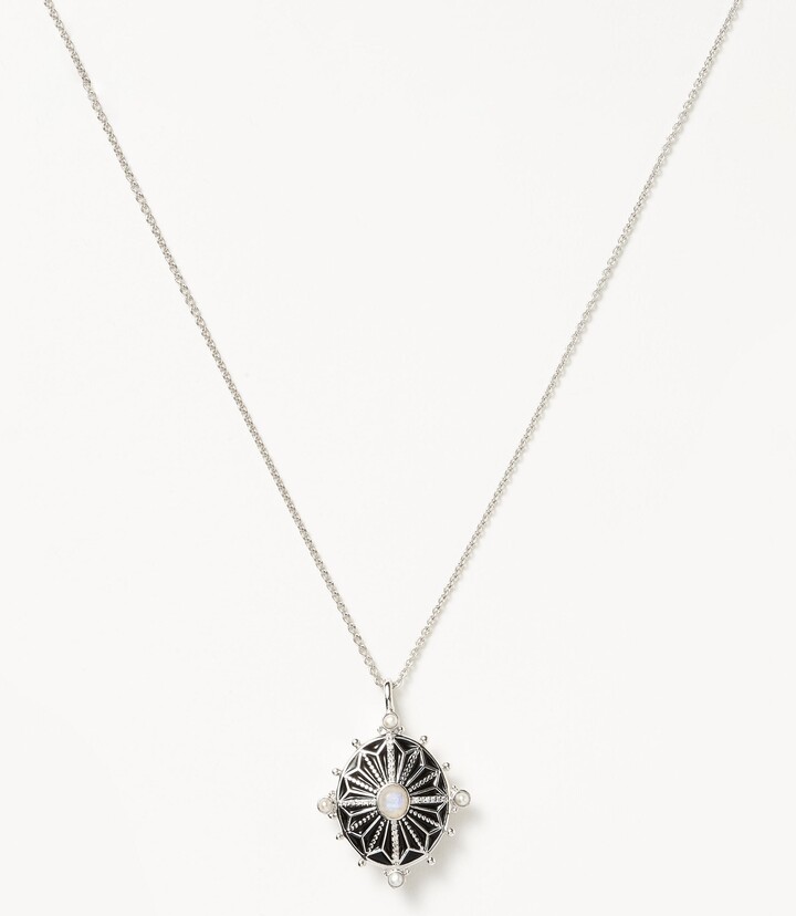 Harris Reed Ornate Locket Necklace Silver Plated/Pearl & Rainbow ...