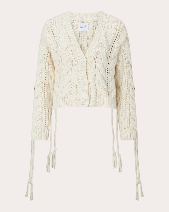 Hayley Menzies Cable Knit Lace-Up Cardigan - ShopStyle
