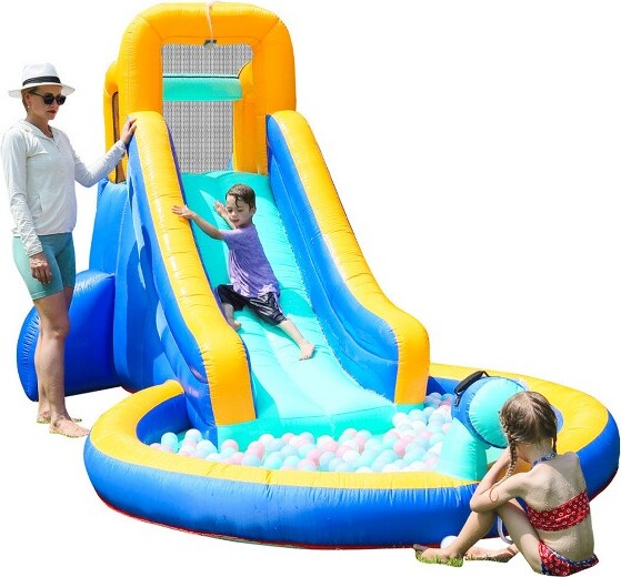 SKONYON Inflatable Water Slide Kids Water Pool with Inflating Blower ...