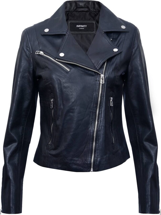 Infinity Leather Smart Leather Biker Jacket-Matlock - Black - ShopStyle