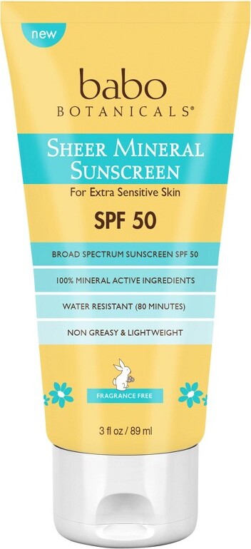 Babo Botanicals Sheer Mineral Sensitive Gentle Sunscreen Lotion - SPF ...
