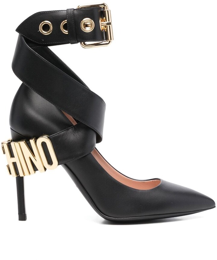 Moschino Logo-Lettering Leathere Pumps - ShopStyle