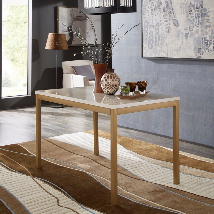 Inspire Q Darcy Gold with Faux Marble Top Dining Table by Bold - ShopStyle