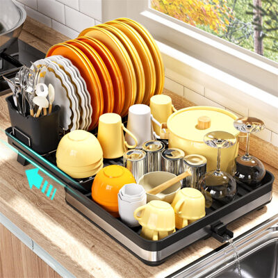YITAHOME Expandable Large Capacity Dish Rack with Stainless Steel ...