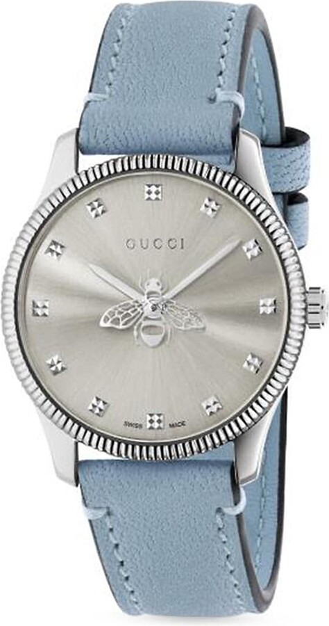 Gucci G-Timeless Bee Stainless Steel & Leather Watch - ShopStyle
