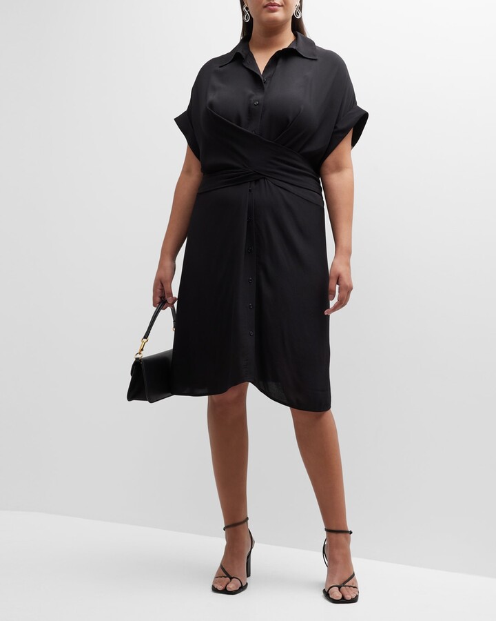 Whitney Morgan Plus Size Twist-Front Midi Shirtdress - ShopStyle