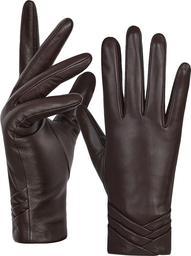 GSG SINCE 1998 Womens Genuine Leather Gloves with Wool Lined Touchscreen Sheepskin Warm Winter ...