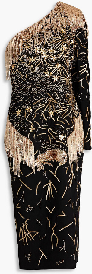 ZUHAIR MURAD One-shoulder embellished crepe midi dress - ShopStyle