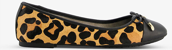 Dune Womens Leopard-print Leather Hartlyn Leopard-print Leather Ballet ...