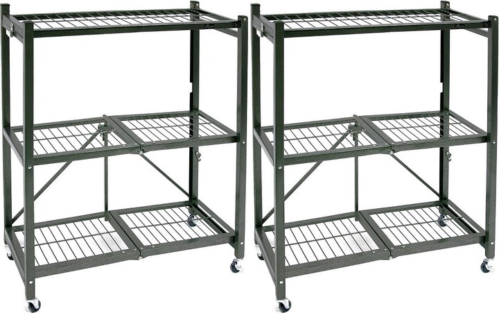 Origami R3 General Purpose Foldable 3-Tiered Shelf Storage Rack with ...