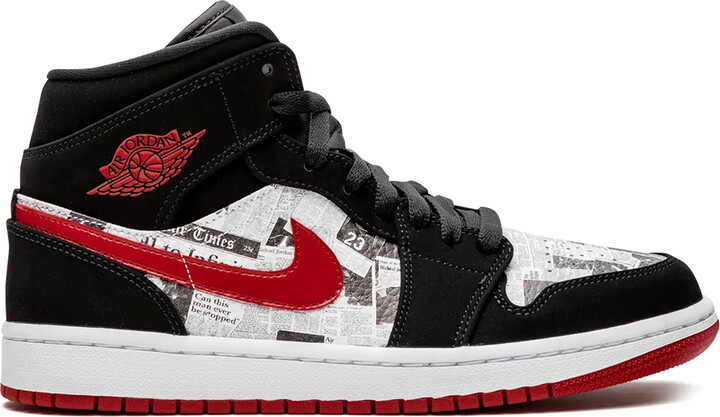 Jordan Mid SE "Newspaper Air Times" sneakers - ShopStyle