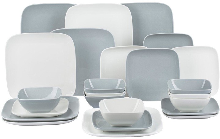 WATERSIDE Hampton Grey and White Square 24-Piece Dinner Set - ShopStyle