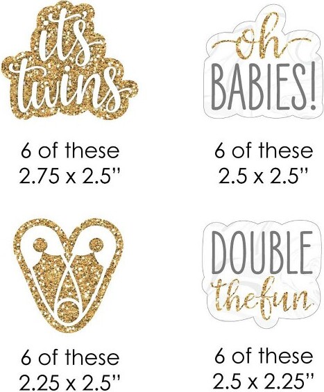 Big Dot of Happiness It's Twins - DIY Shaped Gold Twins Baby Shower Cut ...