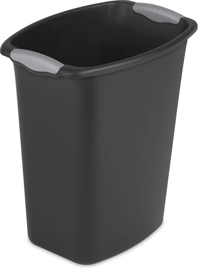 Sterilite 10359006 3-Gallon Open Plastic Wastebasket Trash Can, Black ...