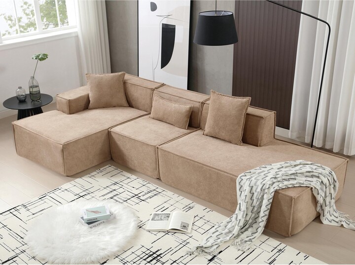 Ball & Cast 129" Tofu Block Modular Sofa Set with Left-Hand Facing ...