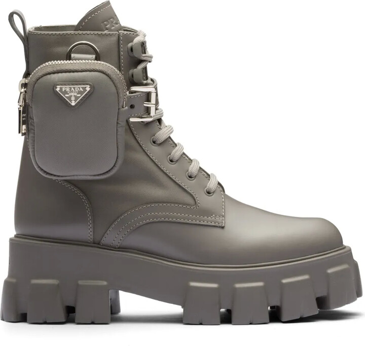 Prada Monolith leather combat boots - ShopStyle