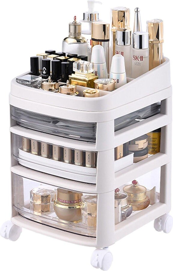 Living and Home 3 Tier Cosmetic Drawer Storage Trolley Mobile To Store ...