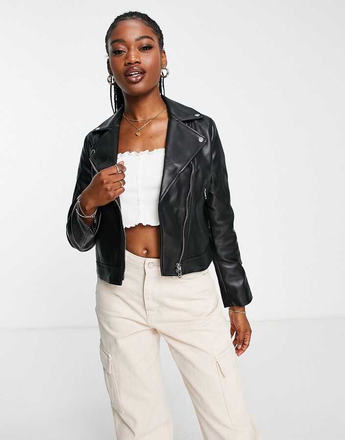 ASOS DESIGN ultimate faux leather biker jacket in black - ShopStyle