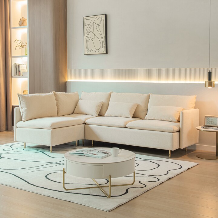 MOLAMOLA 91" Modular L-shaped Corner sofa,Left Hand Facing Sectional ...