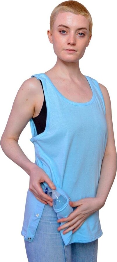 Inspired Comforts Mastectomy Recovery Tank Top with Drain Pocket & Snap ...
