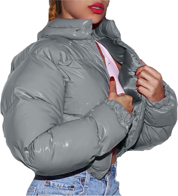 VESNIBA Women's Puffer Jacket Waterproof Women's Cropped Puffer Jacket ...