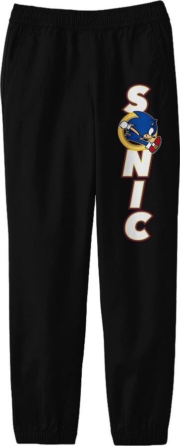 Sonic The Hedgehog Modern Vertical Logo Youth Boys Black Sweatpants ...
