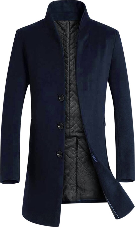 Generic Mens Wool Coat Trench Coat Long Business Woolen Jacket Casual ...