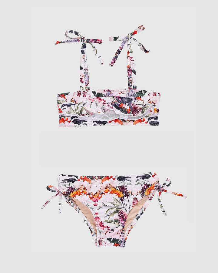 Aqua Blu Kids Girl's Pink Bikini Set - Delilah Frill Bikini Set - Kids ...