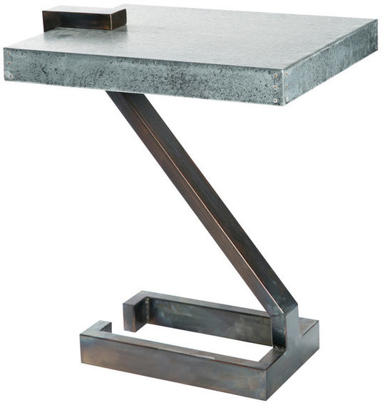 Prima Design Source Industrial Handcrafted Square Zinc Top Accent Table ...