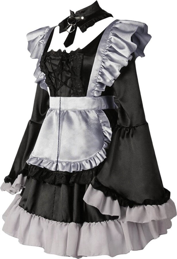 CreoQIJI Gothic Wedding Dress Black Women Classic Dress Soft Sister ...