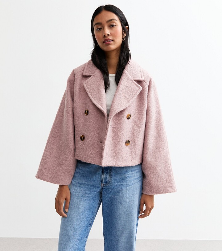 Women's Pink Textured Cropped Blazer Gini London - ShopStyle Jackets