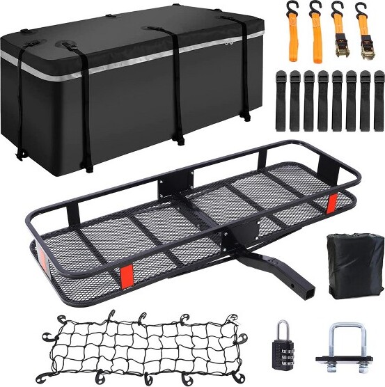 WhizMax Heavy-Duty Trailer Hitch Cargo Carrier Folding 500 Lbs Capacity ...