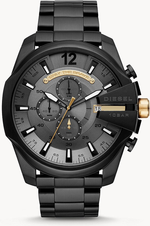 Diesel Men's Mega Chief Chronograph, Black-Tone Stainless Steel Watch ...