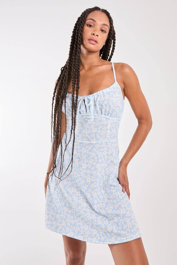 Pink Vanilla Daisy Ditsy Strappy Mini Dress - Blue - ShopStyle