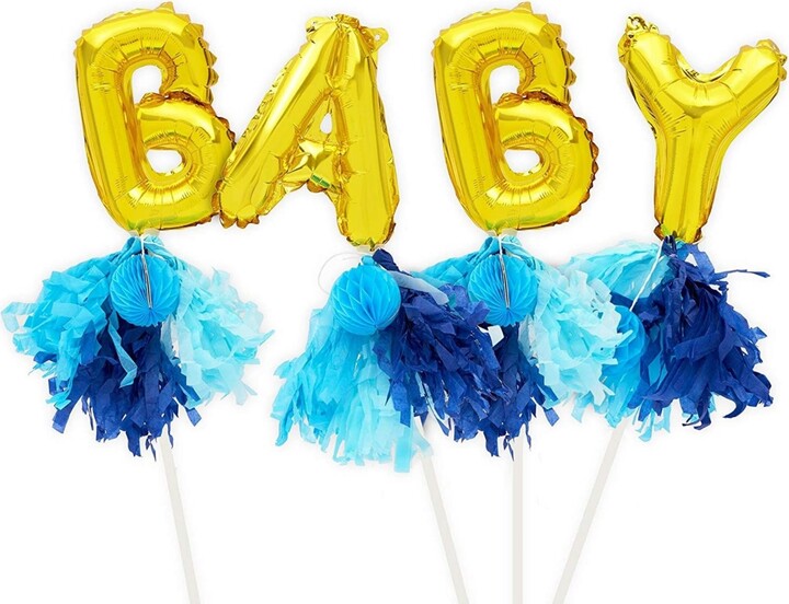 Sparkle And Bash Gold Balloon Cake Topper Letters, Baby Foil Letter ...