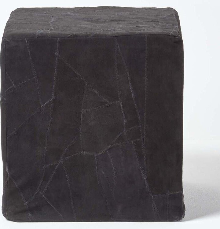 Homescapes Leather and Suede Patchwork Cube Pouffe - ShopStyle