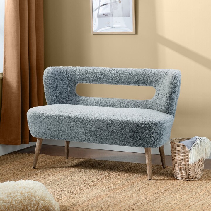 Hulala Home Crisolina Lambskin sherpa Upholstery Loveseat with Wingback ...