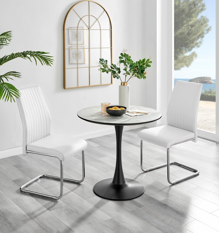 FurnitureboxUK Elina White Marble Effect Scratch Resistant Dining Table ...