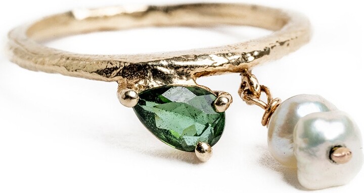 Marco Baga Women's Uji Ring In14K Solid Gold, Tourmaline, And Baroque ...