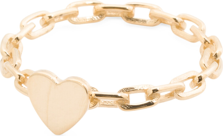 Golden Clef Made In Italy 14k Gold Heart Chain Ring - ShopStyle