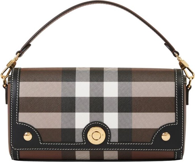 Burberry Check And Leather Top Handle Note Bag - ShopStyle