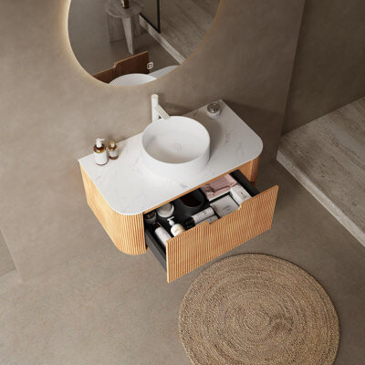 Latitude Run Anstus 36" Modern Wall-mounted Bathroom Vanity With White ...