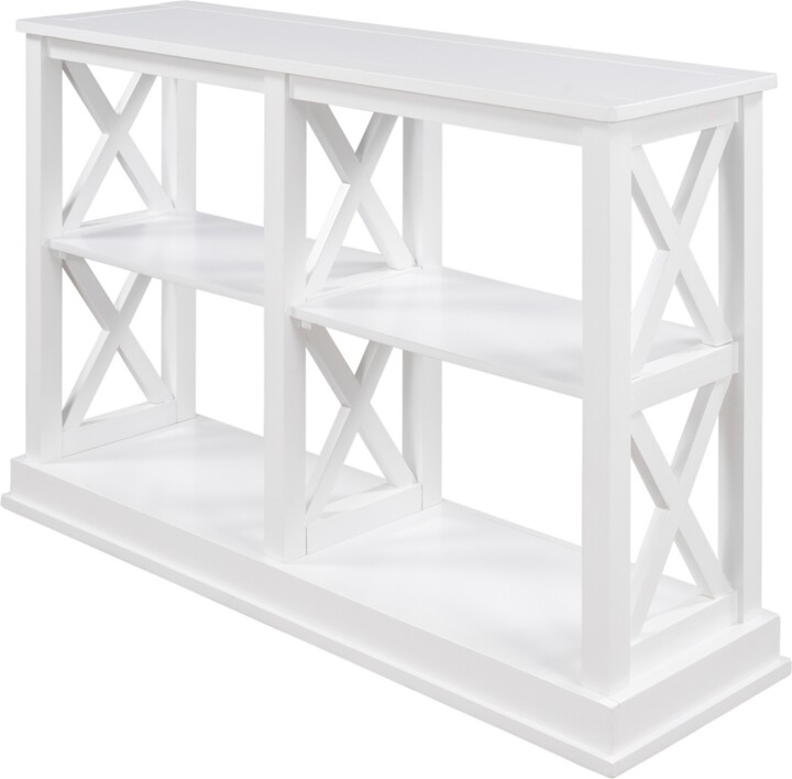 Simplie Fun Console Table with 3-Tier Open Storage Spaces and "X" Legs ...