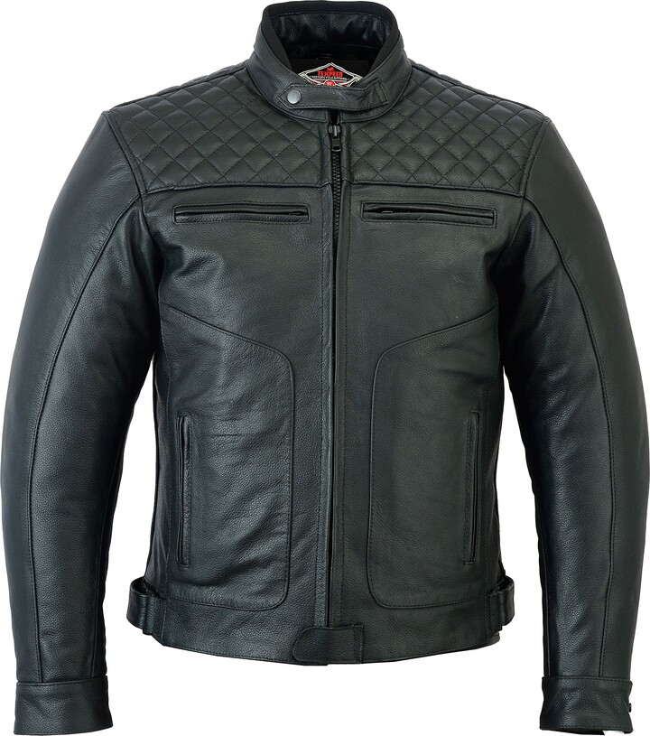 Texpeed Mens Leather Motorcycle Jacket - Touring Motorbike Jacket With ...