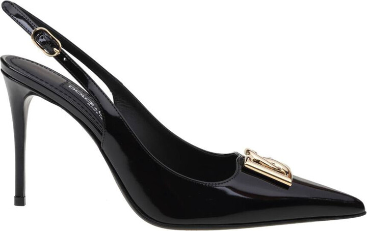 Dolce & Gabbana Slingback In Shiny Calf Leather - ShopStyle