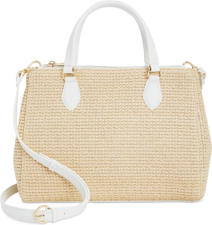 On 34th Robinn Medium Straw Top Handle Crossbody, Created for Macy's ...