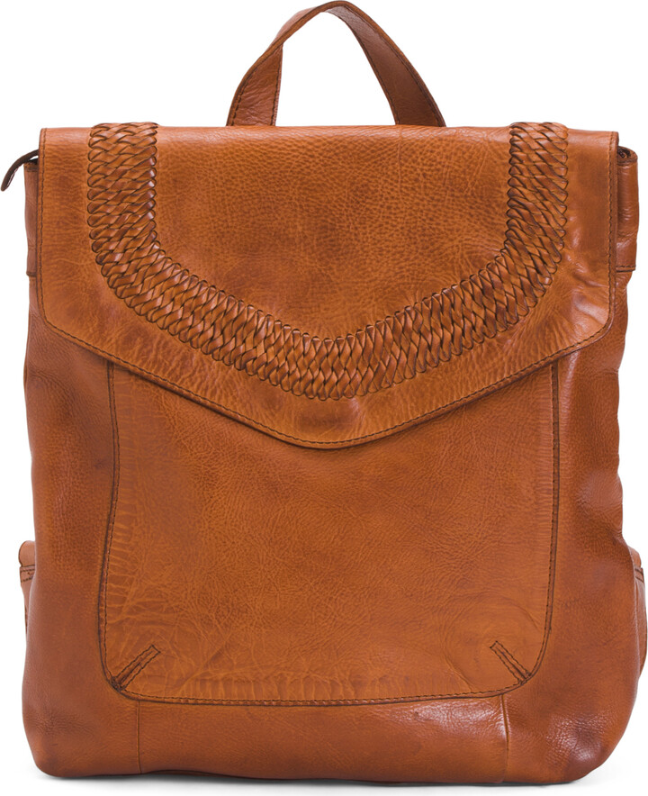 Vilenca Holland Leather Stitched Flap Front Backpack - ShopStyle ...