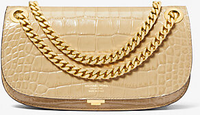 Michael Kors Christie Mini Crocodile Embossed Leather Envelope Bag ...
