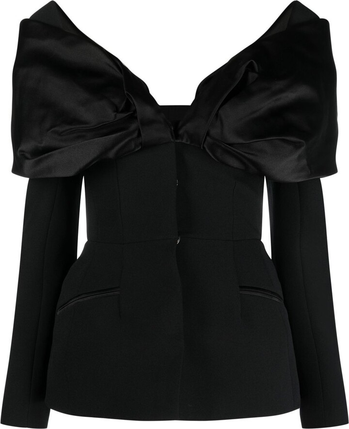 Safiyaa Silk Off-Shoulder Blazer-Top - ShopStyle Blazers